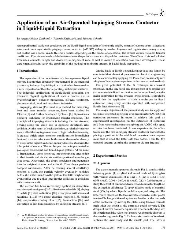 (PDF) Application of an Air-Operated Impinging Streams Contactor in ...