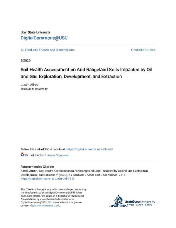 (PDF) Soil Health Assessment on Arid Rangeland Soils Impacted by Oil ...