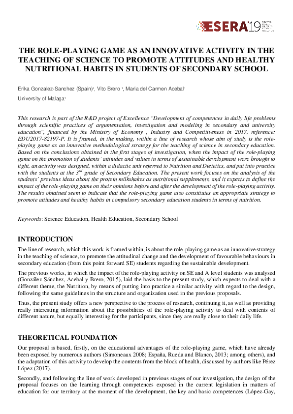 (PDF) The role-playing game as an innovative activity in the teaching ...