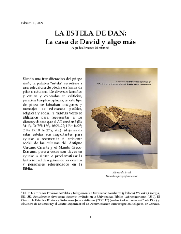 (PDF) ESTAMPAS BÍBLICAS - La Estela de Dan: La casa de David y algo más