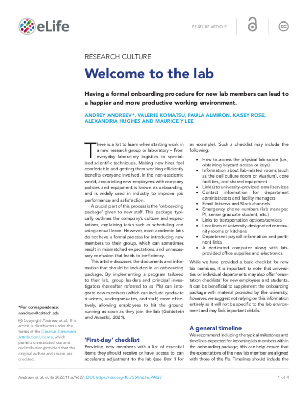 (PDF) Welcome to the lab