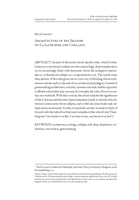 (PDF) Architecture in the Shadow of Catastrophe and Collapse