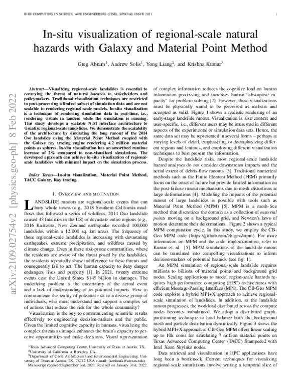 (PDF) In Situ Visualization of Regional-Scale Natural Hazards With Galaxy and Material Point Method