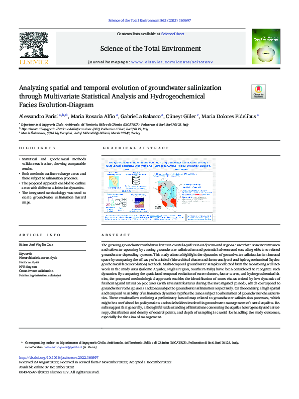 (PDF) Analyzing spatial and temporal evolution of groundwater salinization through Multivariate ...
