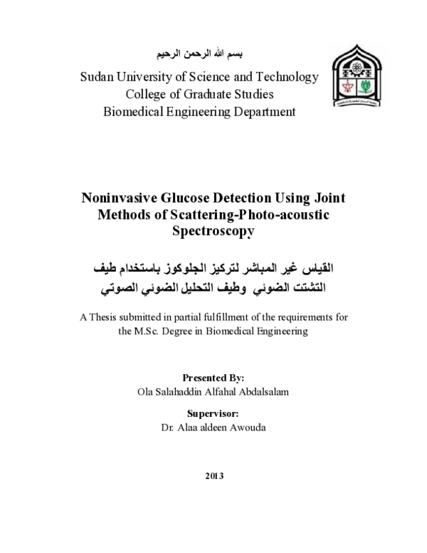 (PDF) Noninvasive Glucose Detection Using Joint Methods of Scattering-Photo-acoustic Spectroscopy