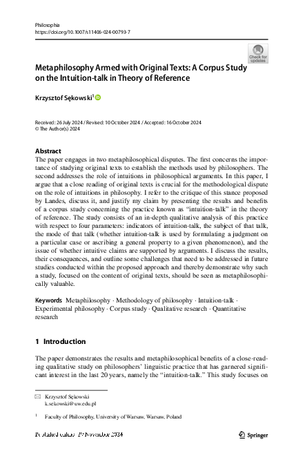 (PDF) Metaphilosophy Armed with Original Texts: A Corpus Study on the ...