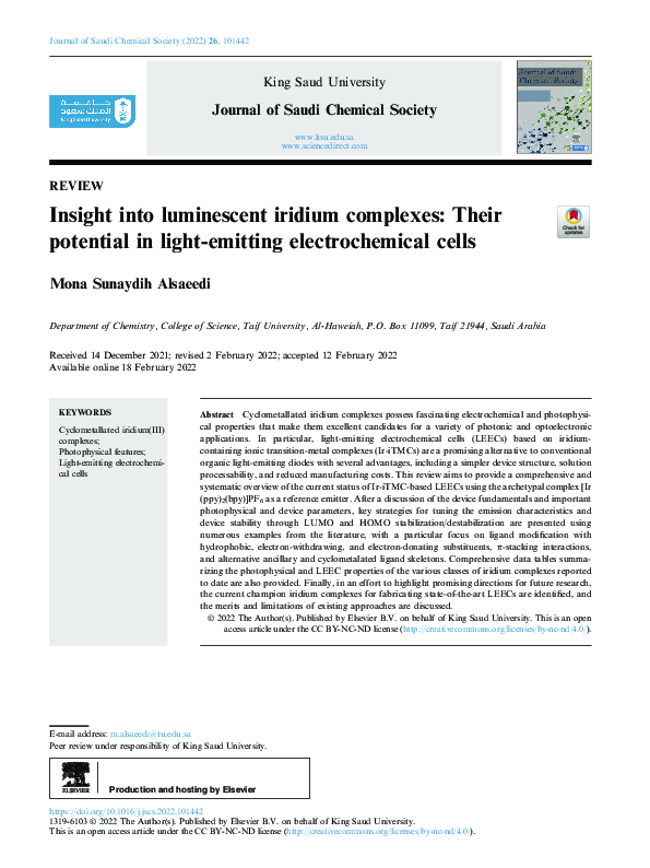 (PDF) Insight into luminescent iridium complexes: Their potential in ...
