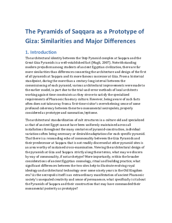 (PDF) The Pyramids of Saqqara as a Prototype of Giza: Similarities and ...