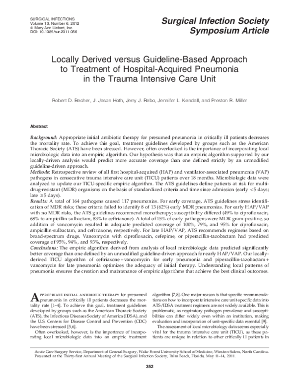 (PDF) Locally Derived versus Guideline-Based Approach to Treatment of ...