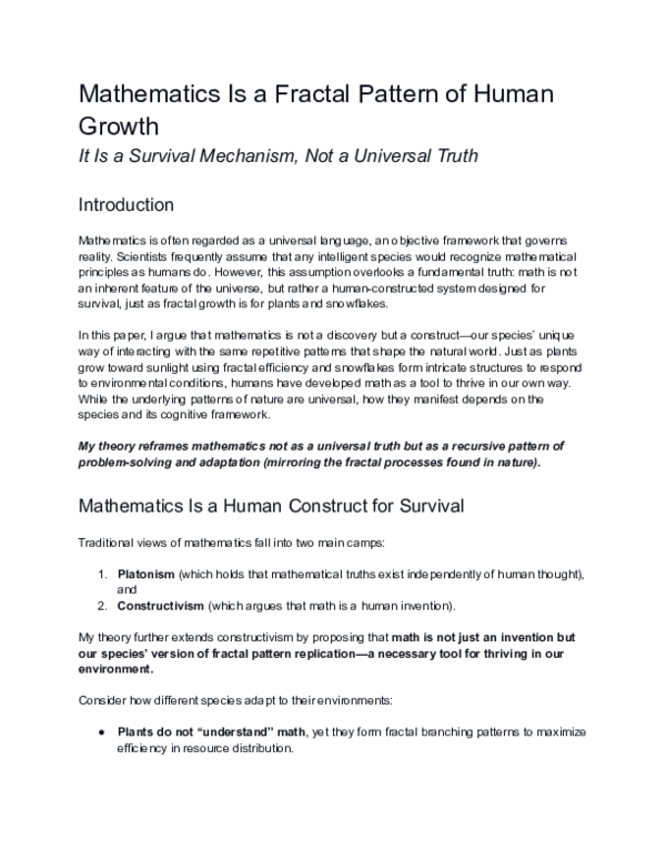 (PDF) Mathematics Is a Fractal Pattern of Human Growth
