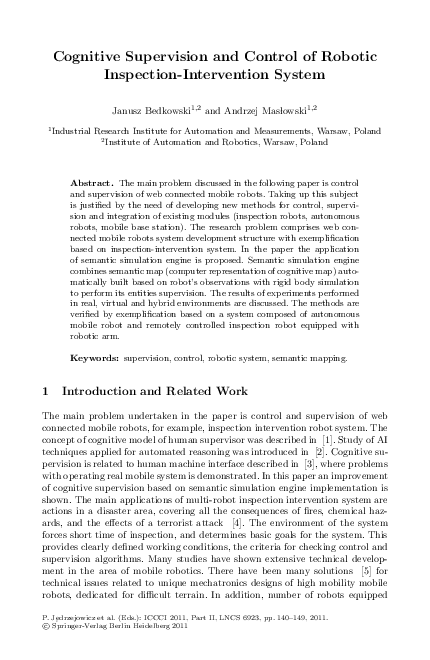 (PDF) Cognitive Supervision and Control of Robotic Inspection ...