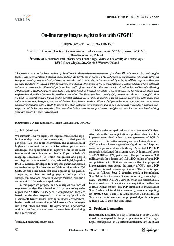 (PDF) On-line range images registration with GPGPU