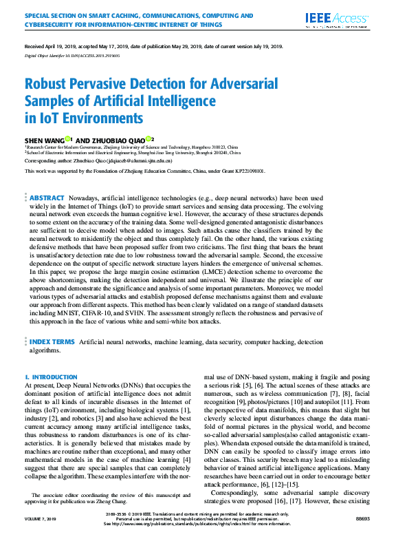 (PDF) Robust Pervasive Detection for Adversarial Samples of Artificial ...