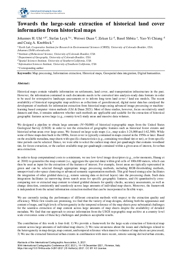 (PDF) Towards the large-scale extraction of historical land cover information from historical maps