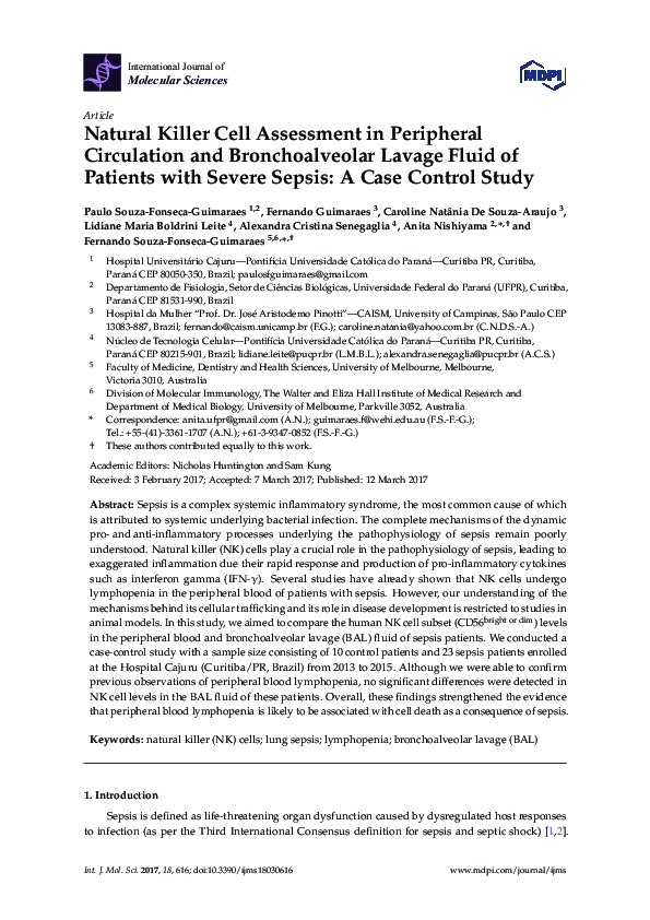(PDF) Natural Killer Cell Assessment in Peripheral Circulation and ...