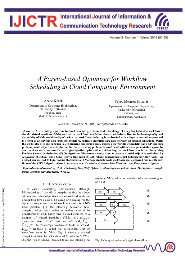 (PDF) A Pareto-based Optimizer for Workflow Scheduling in Cloud Computing Environment
