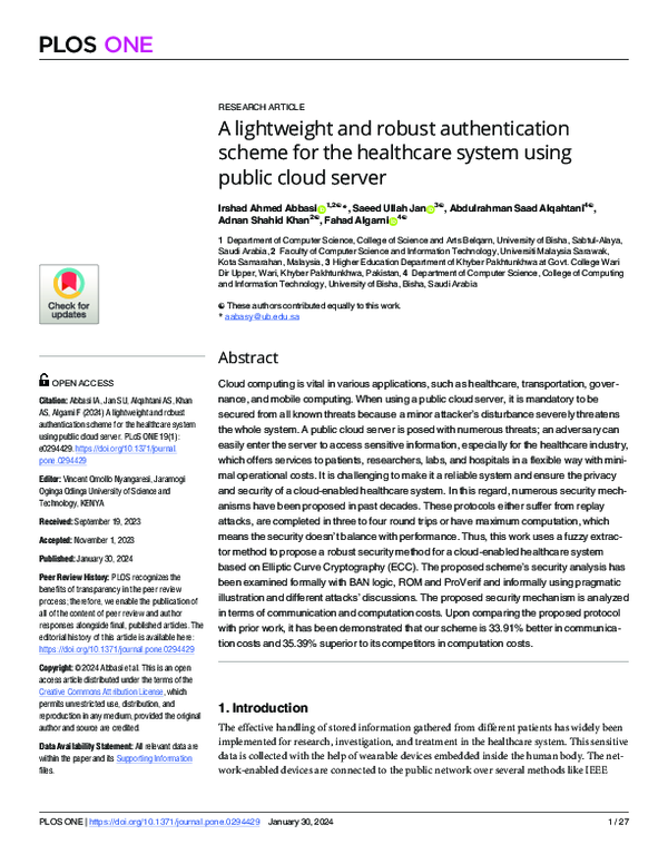 (PDF) A lightweight and robust authentication scheme for the healthcare system using public ...