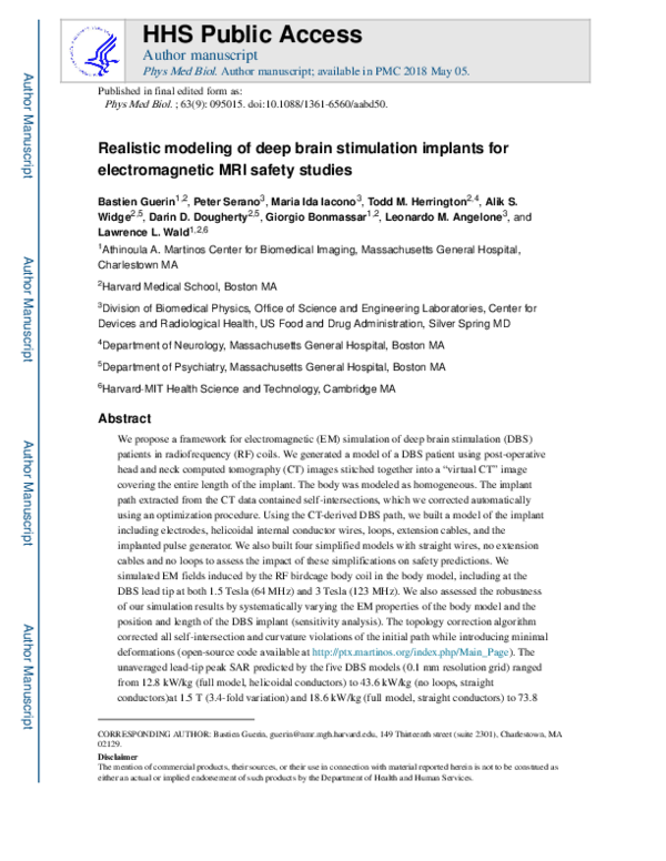 (PDF) Realistic modeling of deep brain stimulation implants for ...