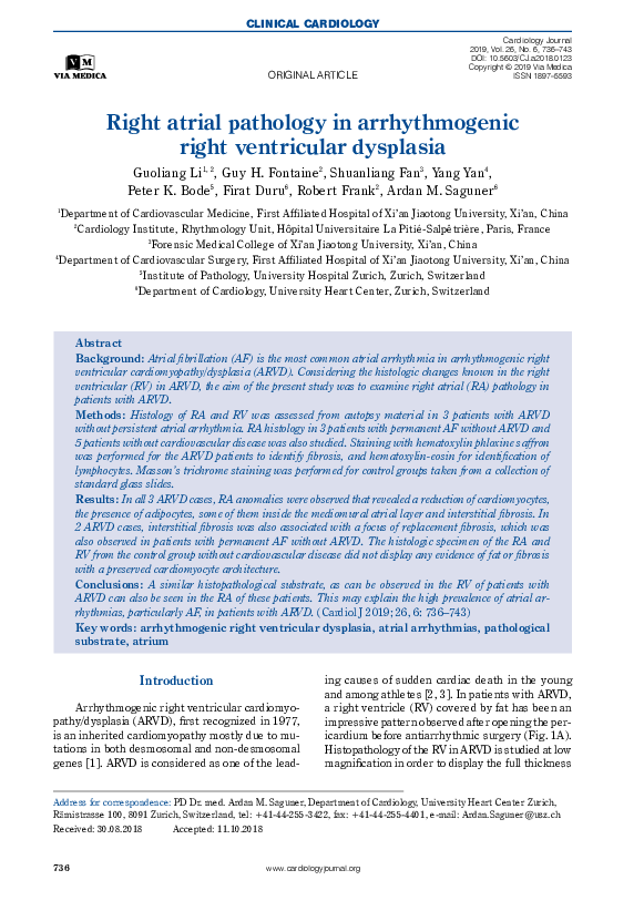 (PDF) Right atrial pathology in arrhythmogenic right ventricular dysplasia