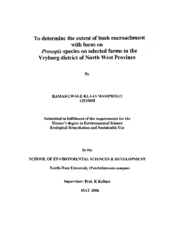 (PDF) To determine the extent of bush encroachment with focus on ...