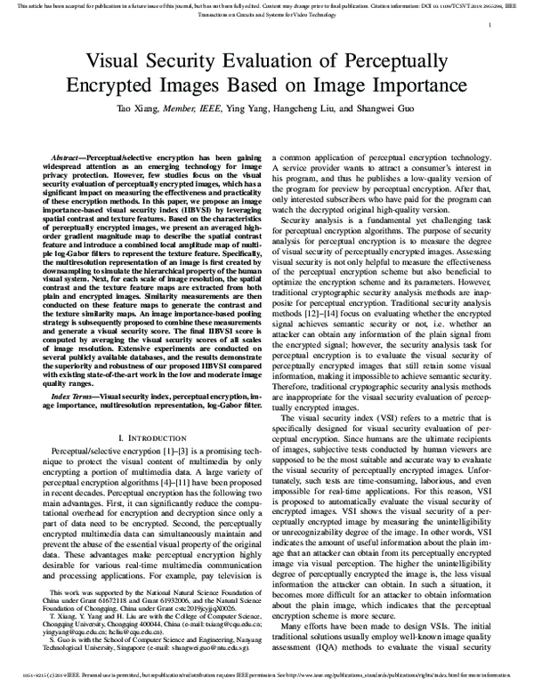 (PDF) Visual Security Evaluation of Perceptually Encrypted Images based on Multi-Task Learning