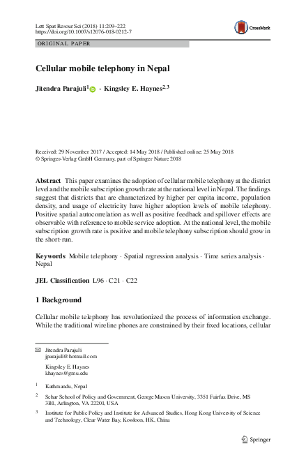 (PDF) Cellular Mobile Telephony in Nepal