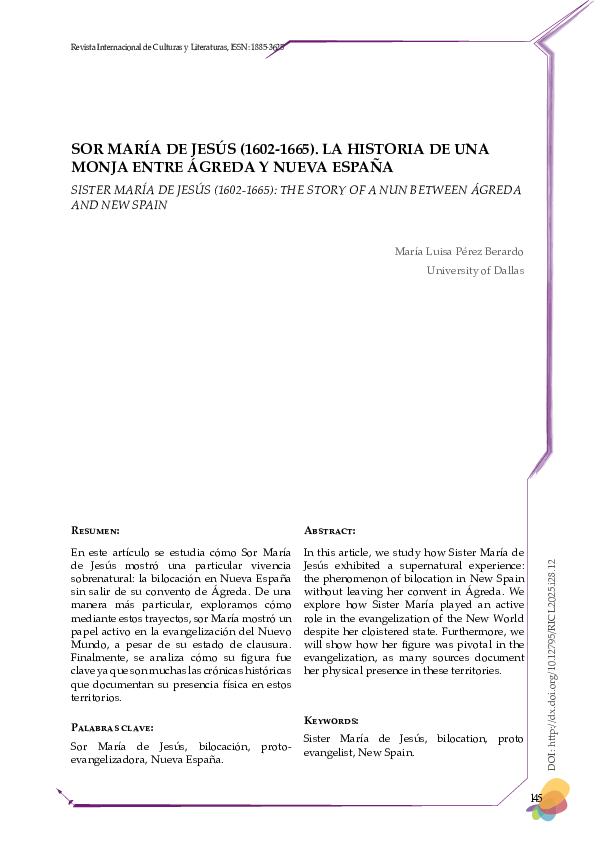 (PDF) Sor María de Jesús (1602-1665). La historia de una monja entre ...