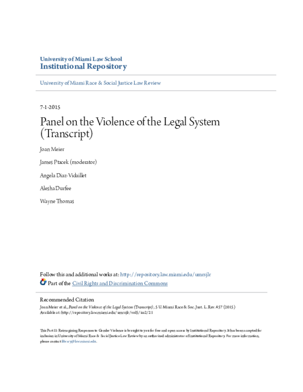 (PDF) Panel on the Violence of the Legal System (Transcript)