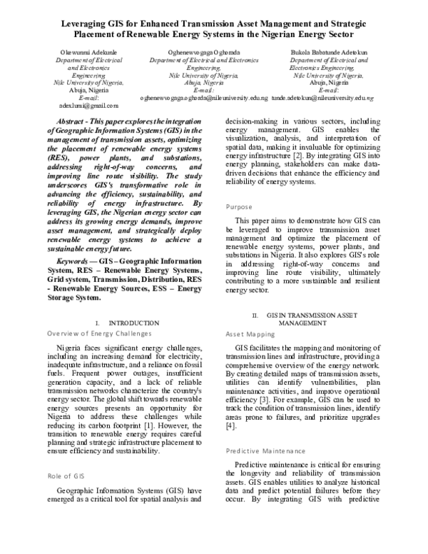 (PDF) Leveraging GIS for Enhanced Transmission Asset Management and Strategic Placement of ...