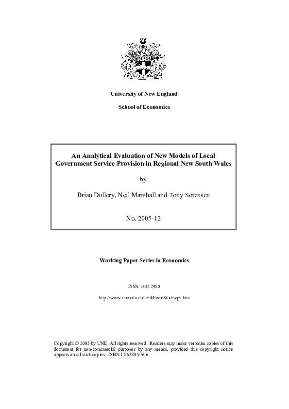 (PDF) An Analytical Evaluation of New Models of Local Government ...