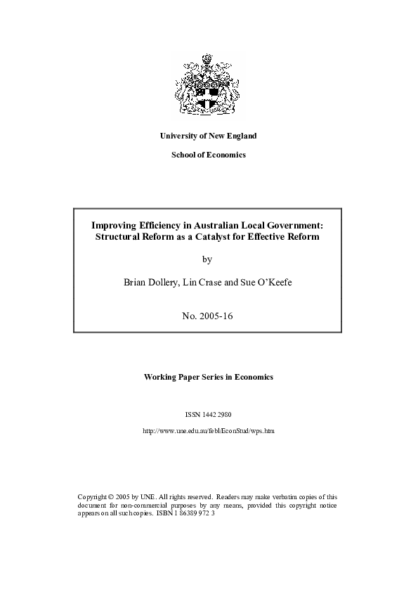 (PDF) Improving Efficiency in Australian Local Government: Structural ...