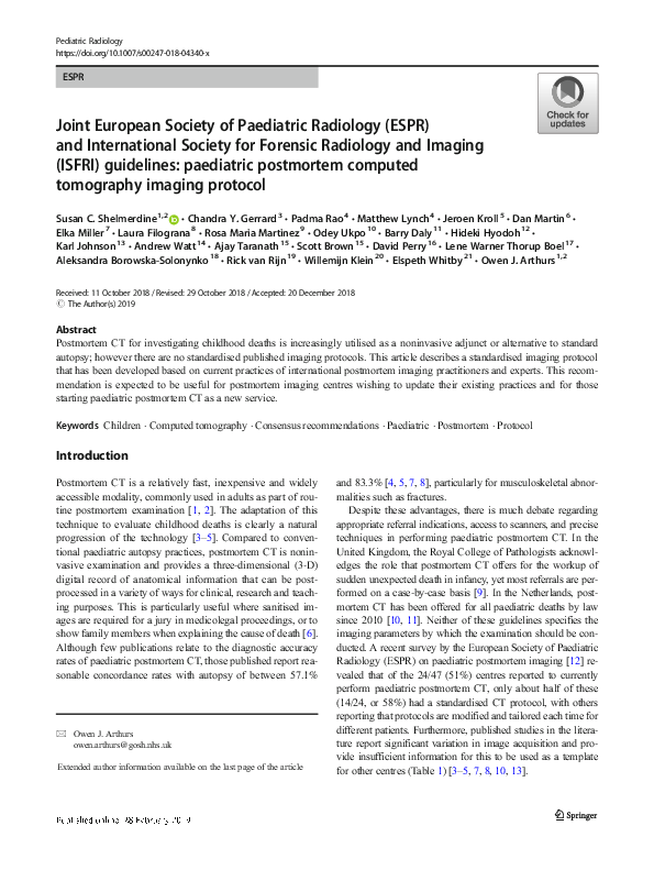 (PDF) Joint European Society of Paediatric Radiology (ESPR) and ...