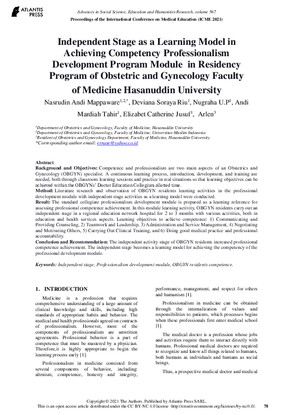 (PDF) Independent Stage as a Learning Model in Achieving Competency ...
