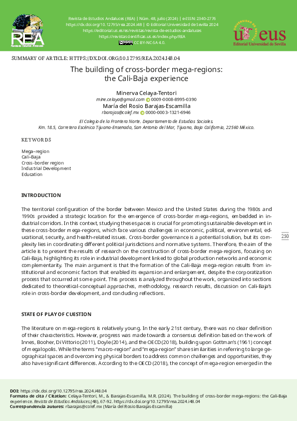 (PDF) The building oThe building of cross-border mega-regions: the Cali ...