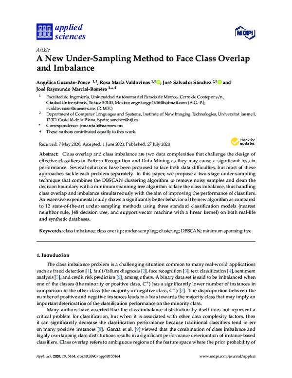 (PDF) A New Under-Sampling Method to Face Class Overlap and Imbalance