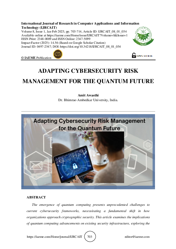 (PDF) ADAPTING CYBERSECURITY RISK MANAGEMENT FOR THE QUANTUM FUTURE