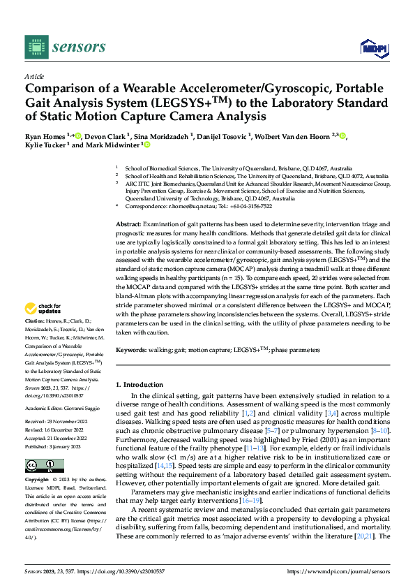 Pdf Comparison Of A Wearable Accelerometer Gyroscopic Portable Gait Analysis System Legsys