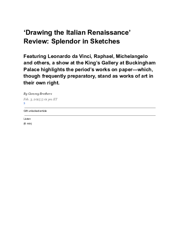 (PDF) Drawing the Italian Renaissance Review, Splendor in Sketches