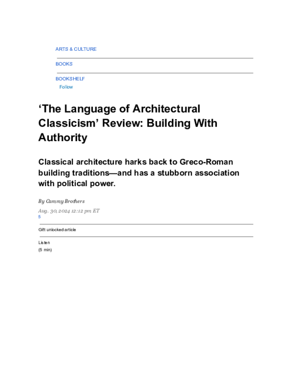 (PDF) ‘The Language of Architectural Classicism’ Review: Building With ...