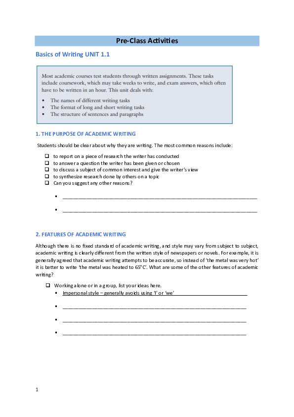 (PDF) Pre-Class Activities