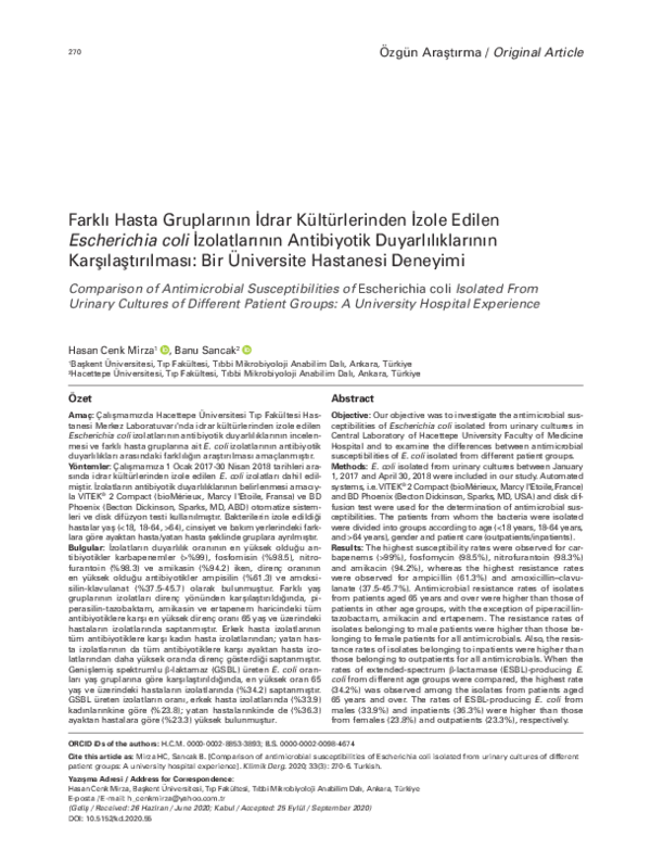 (PDF) Comparison of Antimicrobial Susceptibilities of Escherichia coli ...
