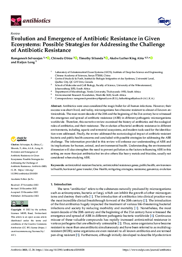 (PDF) Evolution and Emergence of Antibiotic Resistance in Given ...