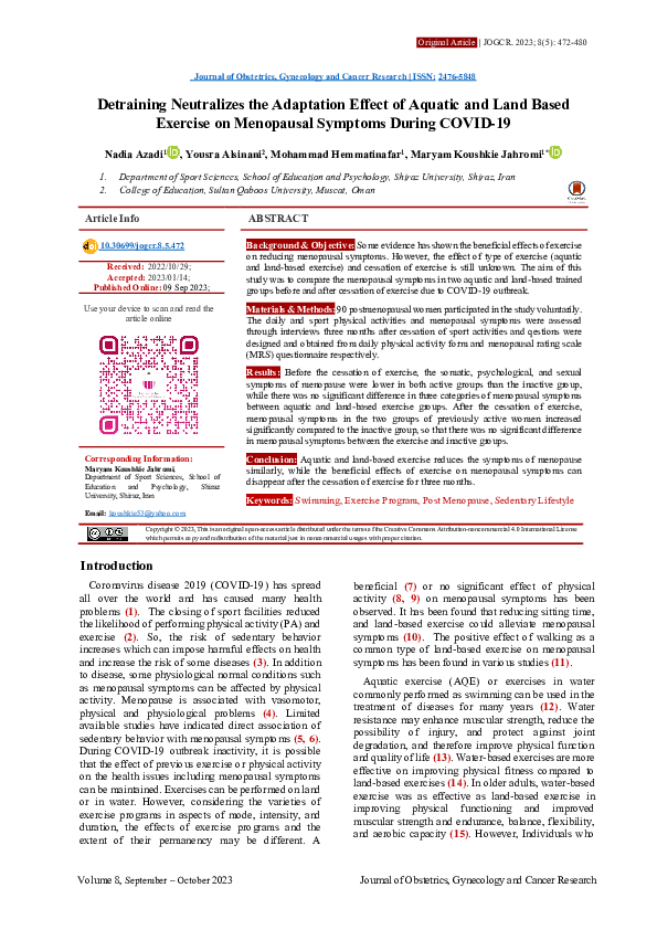 (PDF) Detraining Neutralizes the Adaptation Effect of Aquatic and Land Based Exercise on ...