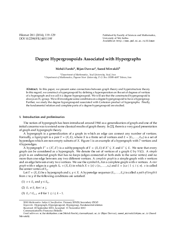 (PDF) Degree hypergroupoids associated with hypergraphs