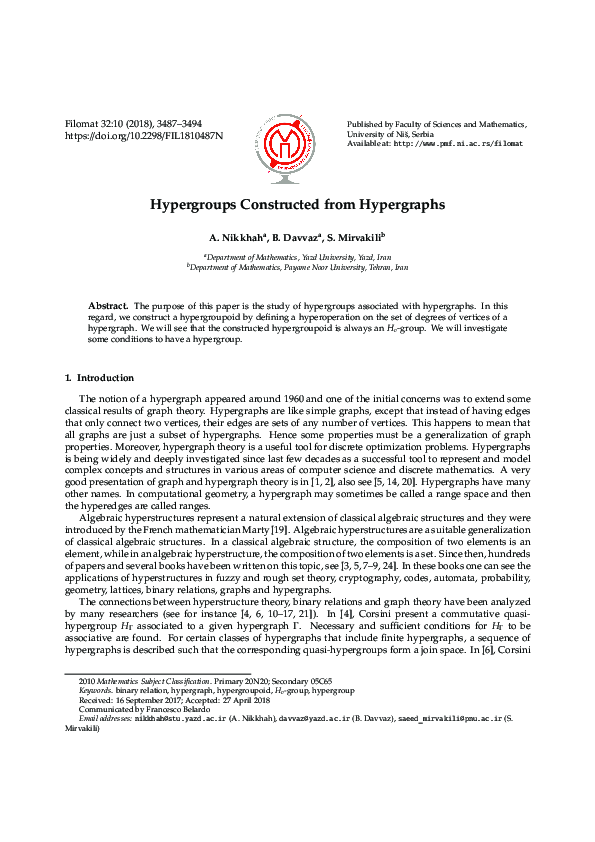 (PDF) Hypergroups constructed from hypergraphs