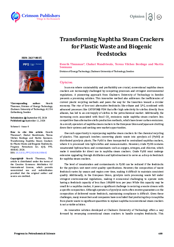 (PDF) Transforming Naphtha Steam Crackers for Plastic Waste and ...
