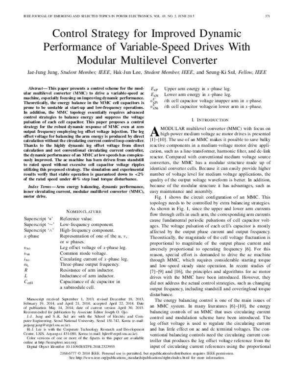 (PDF) Control Strategy for Improved Dynamic Performance of Variable ...
