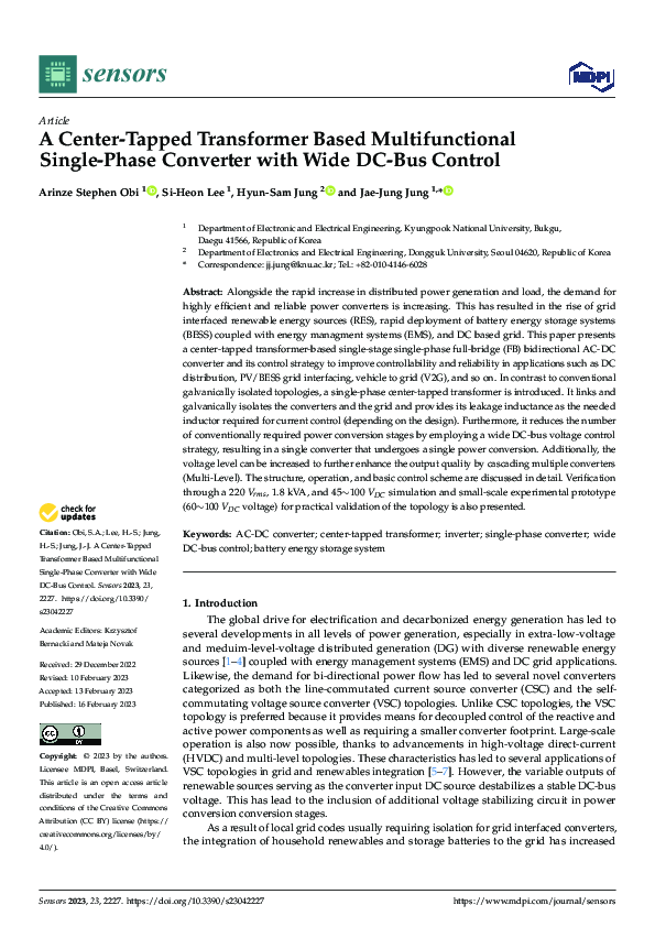 (PDF) A Center-Tapped Transformer Based Multifunctional Single-Phase ...
