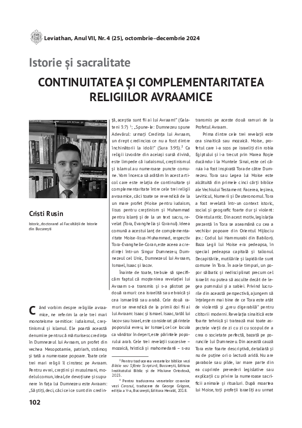 (PDF) Cristi Rusin, Continuitatea și complementaritatea religiilor ...