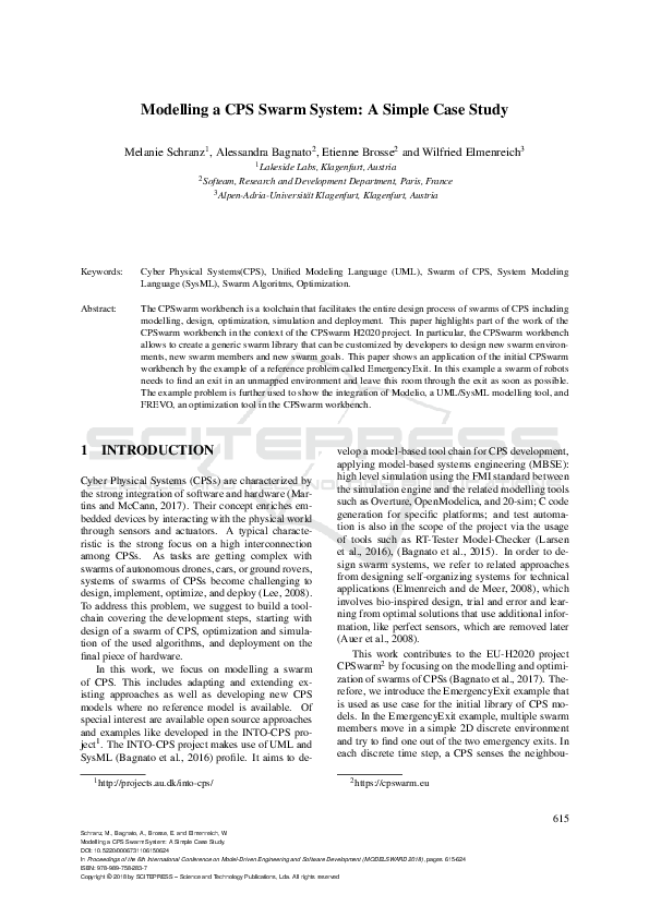 (PDF) Modelling a CPS Swarm System: A Simple Case Study